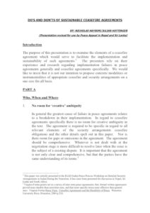 Do’s and Don’ts of Sustainable Ceasefire Arrangements - Ceasefire Project